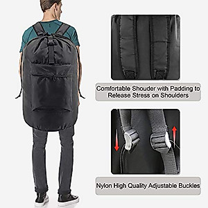 BeeGreen Laundry Bag Backpack w Adjustable Shoulder Straps College Dorm Essentials w Drawstring Closure for Travel Camp Heavy Duty Laundry Backpack Portable w Handle Xlarge Black