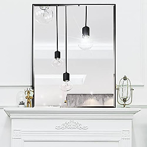 LEDLUX 24x36 Inch Black Mirror with Beveled Trim, Aluminum Frame Bathroom Vanity Mirror, Copper-Free Mirror, Rectangle Wall Mounted Mirror, Modern Rectangular Mirror Horizontal or Vertical