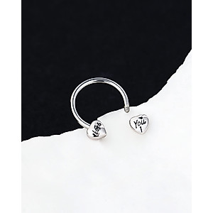 Jewseen Heart Septum Rings Love You Septum Jewelry 16G Septum Piercing Helix Piercing Jewelry Horseshoe Earrings Daith Earrings Tragus Earring Hoop Earring Cartilage Earring for Women Men