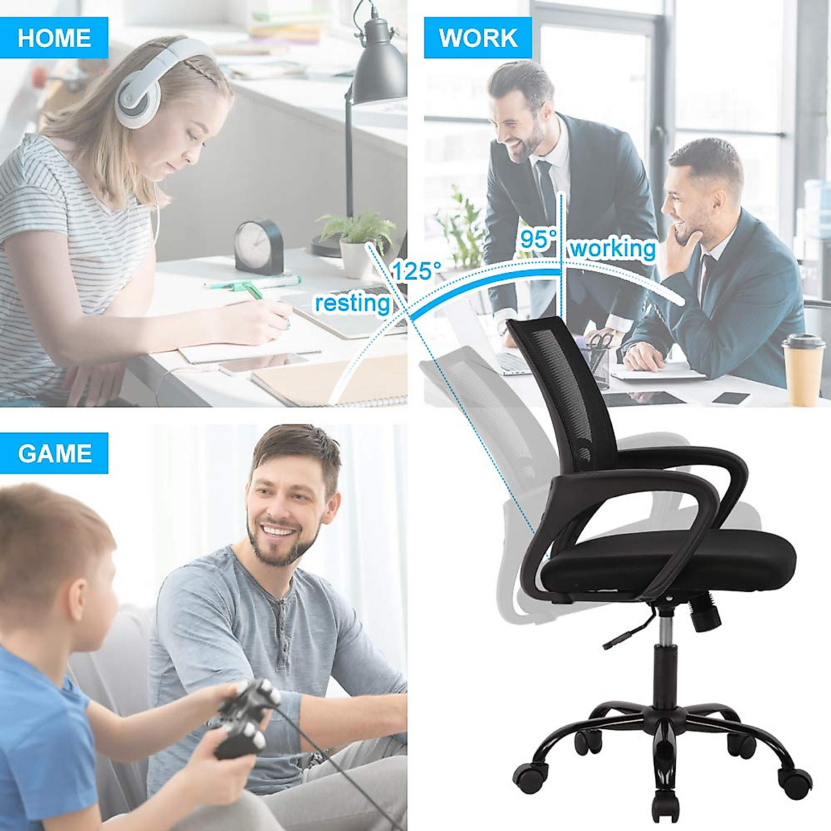 Ergonomic Office Chair,Mid Back Home Office Chair Mesh Office Chair with Lumbar Support Adjustable Computer Chair Task Rolling Swivel Chair Pink Desk Chair with Arms for Working,Meeting