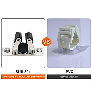 Favbal Mop and Broom Holder Wall Mount, 2PCS Heavy Duty Stainless Steel Broom Hanger Wall Mounted Broom Organizer Garage Organization Tool Organizer Storage for Laundry Room Home Garden Garage