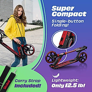 Scooter for Kids Ages 6-12 - Scooters for Teens 12 Years and Up - Adult Scooter with Anti-Shock Suspension - Scooter for Kids 8 Years and Up with 4 Adjustment Levels Handlebar Up to 41 Inches High
