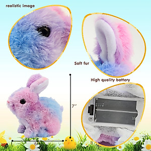 Easfan Easter Rabbit Pink Plush Jumping Spotted Rabbit Talking Hopping Ears Nose Moving Educational Plush Toy Singing Shaking Glowing Interactive Toy Electric for Toddlers Kids