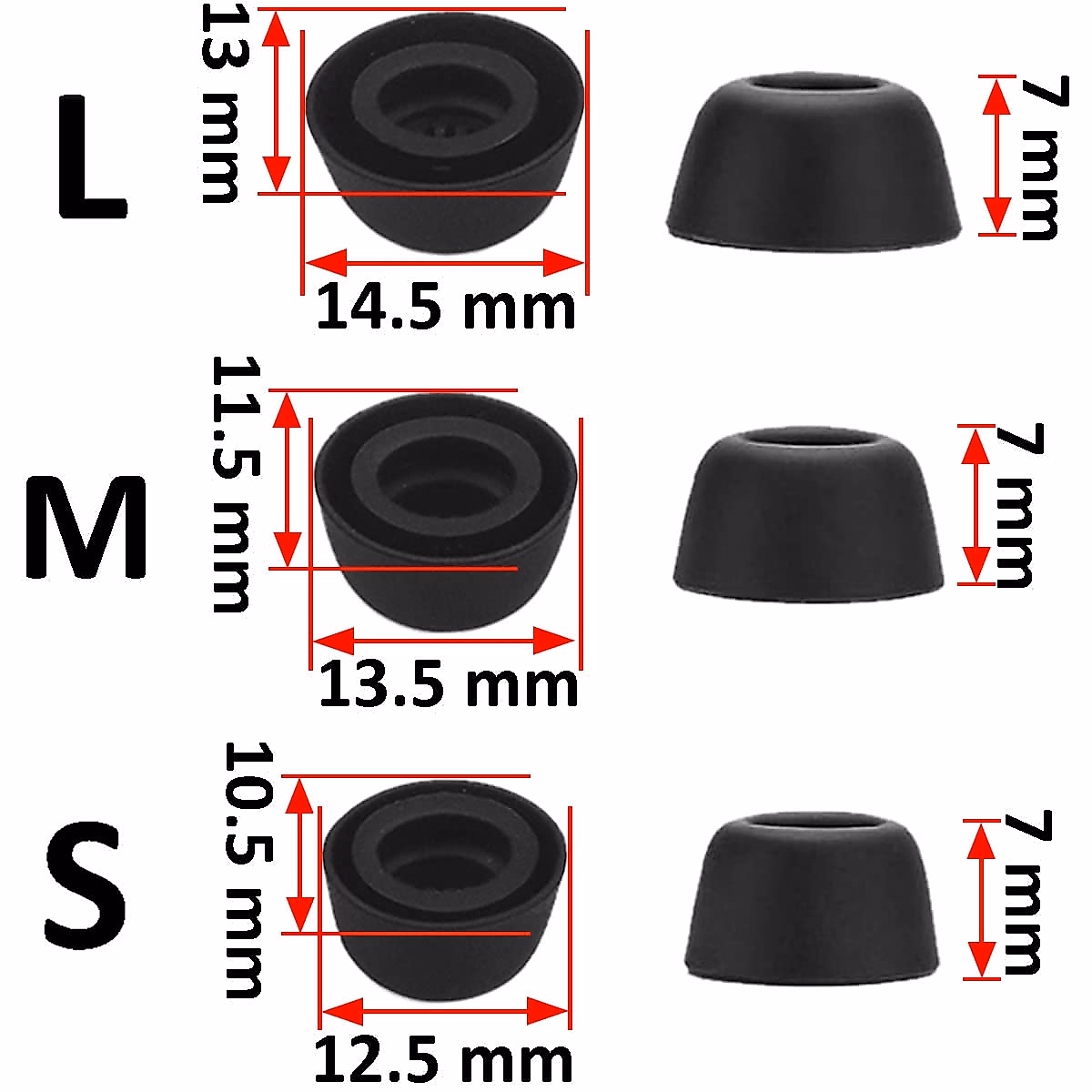 A-Focus 3 Pairs Compatible with Pixel Buds Pro Ear Tips Eartips, L/M/S Silicone Earbuds Fit in Case Gel Cover Accessories Compatible with Pixel Buds Pro Black L/M/S