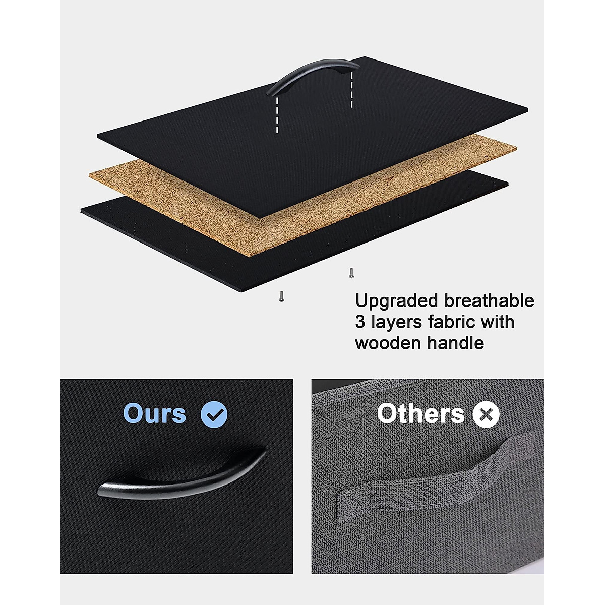 Crestlive Products Vertical Dresser Storage Tower - Sturdy Steel Frame, Wood Top, Easy Pull Fabric Bins - Organizer Unit for Bedroom, Entryway, Closets - 6 Drawers (Black)