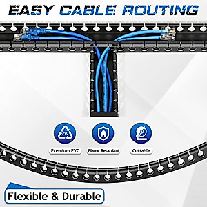 ZhiYo Cable Raceway 156in(4xL39in), Server Rack Cable Management Under Desk Cord Organizer, Electrical Safe PVC Cable Channel Open Slot Wire Raceway for Network/PC/TVs, Wire Duct W1.6 x H1in Black