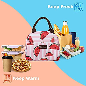 Tirrinia Lunch Bags for Women Men, Cute Insulated Lunch Tote Bag for Women, Fashionable Lunch Box for Adult, Reusable Large Cooler Lunch Bag for Working/Picnic - Pink Melon