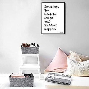 Welaxy Storage Baskets 3-piece Collapsible Felt Storage bin Foldable Shelf Drawers Organizers Bins organizie Box with Handles for Kids Toys pet Toy Books Clothes Closet Cabinet Organise (Charcoal x3)