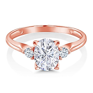 10K Rose Gold Forever Classic Moissanite by Charles & Colvard and Created Sapphire Engagement Solitaire Ring For Women | 1.60 Cttw | Available in size 5, 6, 7, 8, 9