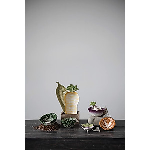 Creative Co-Op Hand-painted Set of Cabbage Shaped Stoneware Bowls, Set of 2,Orange & Purple