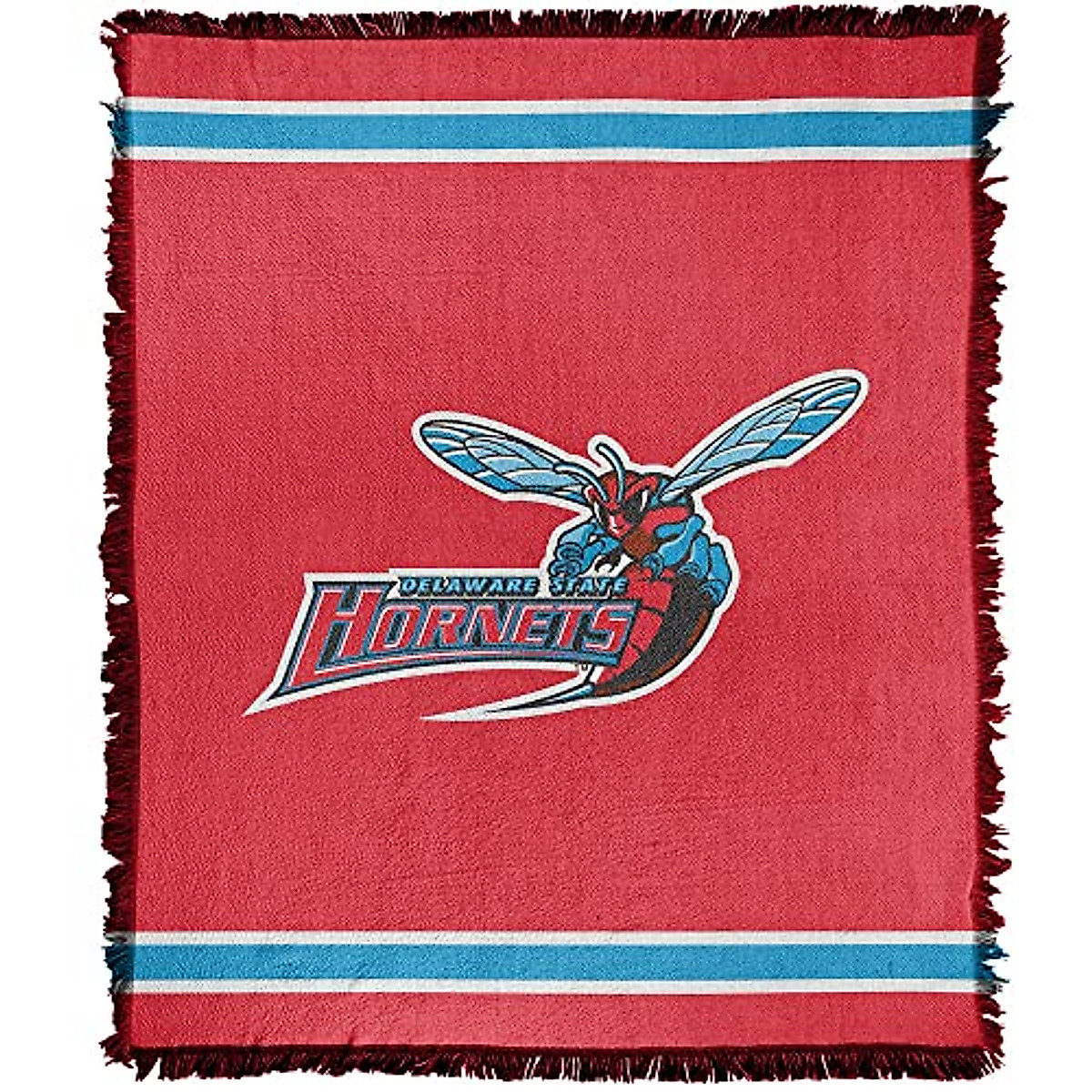 LOGOVISION Delaware State University Blanket, 50"x60" Primary Logo Woven Tapestry Cotton Blend Fringed Throw Blanket
