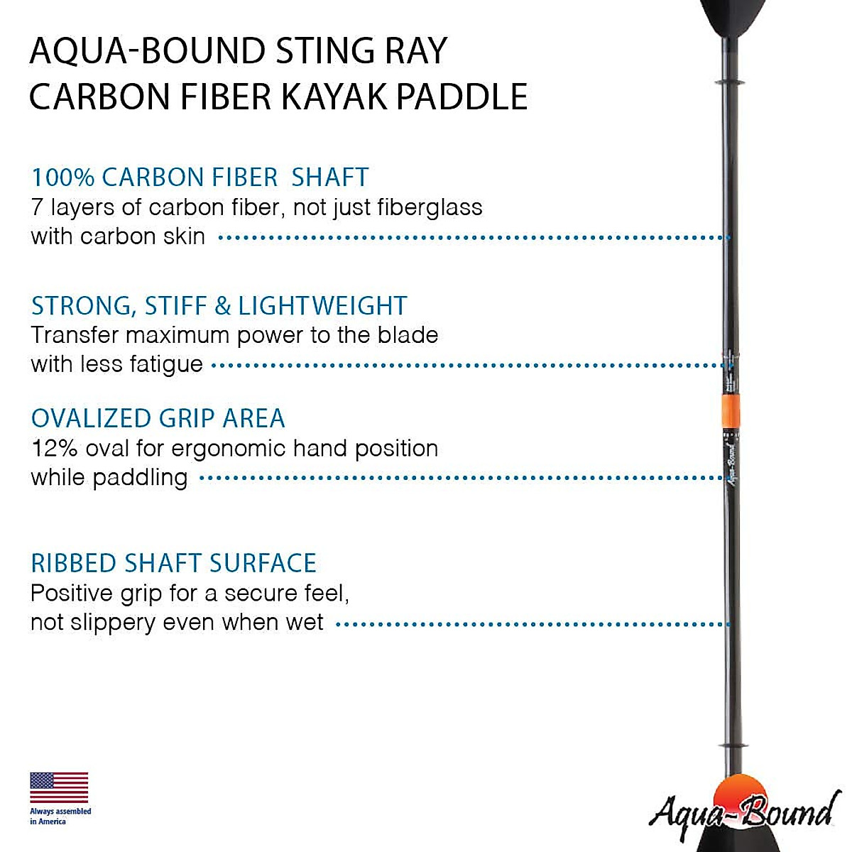 Aqua-Bound Sting Ray Carbon 2-Piece Posi-Lok Kayak Paddle