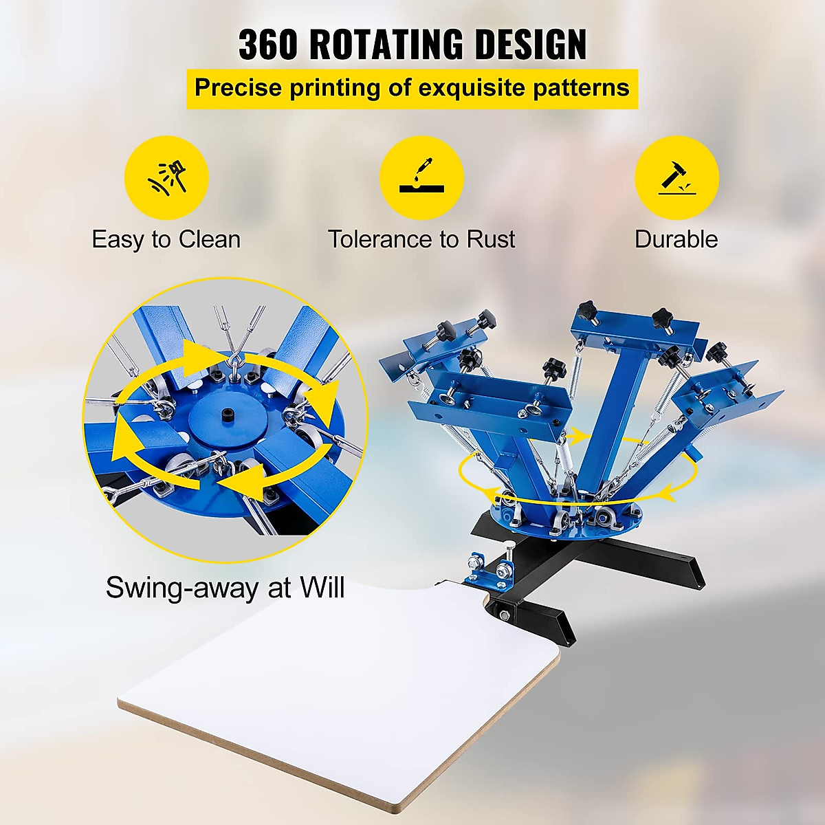 VEVOR Screen Printing Press 4 Color 1 Station Screen Printing Machine Removable Pallet Silk Screen Printing Machine for DIY T-Shirt Printer