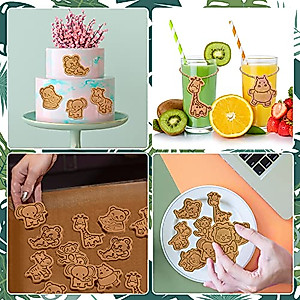 8 Pieces Animal Cookie Cutters with Plunger Stamps Set 3D Animals Lion Cookie Cutters Plastic Cookie Cutter Animal Cracker Cookie Cutters Cookie Stamps for Kids Baking Supplies