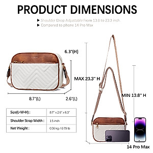 BOSTANTEN Quilted Crossbody Bags for Women Vegan Leather Purses Small Shoulder Handbags with Wide Strap Beige with Brown