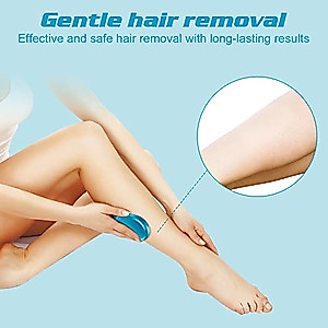 Crystal Hair Eraser for Women and Men, Reusable Crystal Hair Remover Device Magic Painless Exfoliation Hair Removal Tool, Magic Hair Eraser for Back Arms Legs(Blue)