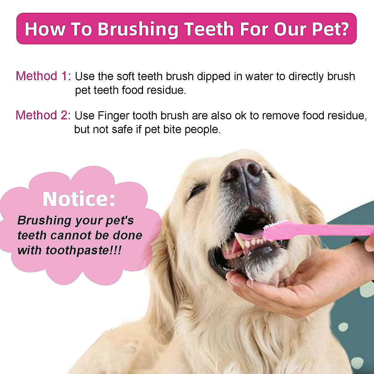 Cat Dog Toothbrush Puppy Tooth Brushing Kit Cat Dental Healthy Pink Teeth Brush for Dogs Dental Hygiene Toothbrush for Pet Kitten Bunny 1 Piece