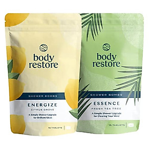 Body Restore Shower Steamers Aromatherapy (15 Packs x 2) - Gifts for Mom, Gifts for Women and Men, Shower Bath Bombs, Citrus Grove, Tea Tree Essential Oil, Stress Rel