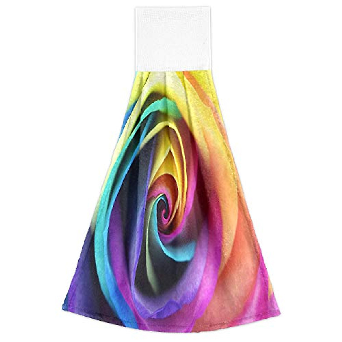 YPPAHHHH Colorful Rainbow Flower Rose Kitchen Hand Towel Set of 2 Hanging Towel with Loop Absorbent Tie Towels Dish Cloth Washcloth for Bathroom Laundry Room Tabletop