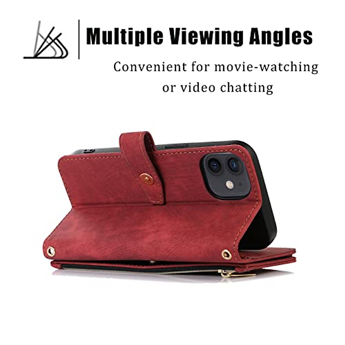 ZCDAYE Wallet Case iPhone 11(6.1 inches), iPhone 11 Phone Case with Strap, Premium Zipper (with Wristlet) Flip Leather Phone Case for iPhone 11(6.1 inches) - Red