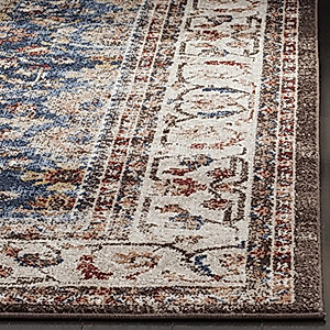 SAFAVIEH Bijar Collection 4' x 6' Royal / Ivory BIJ650B Traditional Oriental Distressed Non-Shedding Living Room Bedroom Accent Rug