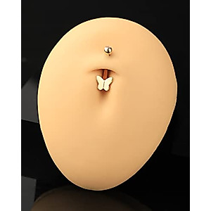 Jewseen 14K Gold Belly Button Rings for Women Butterfly Belly Rings Navel Piercing Jewelry Belly Piercing Body Piercing Jewelry