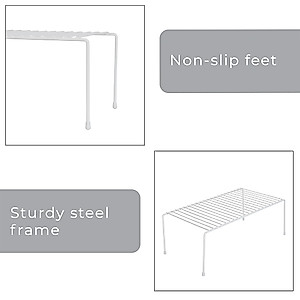 Smart Design Classic Storage Shelf – Set of 6, Large (8.5 x 16 in.), White – Sturdy Steel Pantry Organizer with Rust-Resistant Finish and Non-Slip Feet for Easy Home Organization and Storage