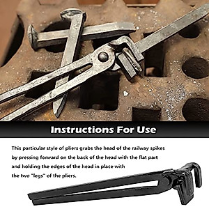 Blacksmith Railroad Spike Tongs for Holding Railroad Spikes Quick Railway Spike Pliers RR Spike Head Tongs, Length 15 in