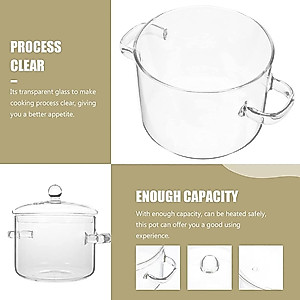 Glass Saucepan with Cover, 1400ml Stovetop Cooking Pot with Lid and Handle Simmer Pot Clear Soup Pot, High Borosilicate Glass Cookware