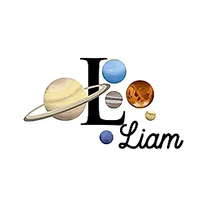 Personalized Solar System Planet Wall Decal with Your Text to Baby Boy Room - Nursery Wall Decal for Baby Room Decorations - Custom Boy Name Sticker for Wall Kid Art