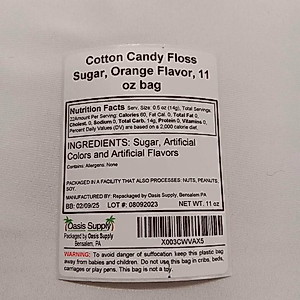 Cotton Candy Floss Sugar (Orange Flavor, 11 oz) –Cotton Candy Flavoring Super Floss Makes 44 Medium Cones- Candy Supplies