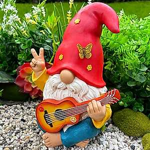 Mood Lab Garden Gnome - Funny Hippie Gnome Figurine - 9.25 Inch Tall Lawn Statue - for Outdoor or House Decor