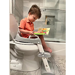 PandaEar Toilet Potty Training Seat with Step Stool Ladder, Comfortable Safe Potty Seat with Anti-Slip Pads Ladder for Kids Boys Girls Toddlers (Grey)