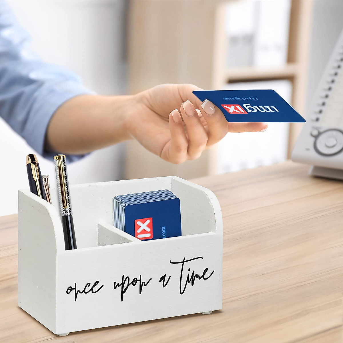 Yoto Card Holder,Wooden Yoto Card Case, Yoto Card Storage Box with Two Compartments, Wood Trading Deck Box Card Storage Box-Designed to Hold Yoto Mini Audio Cards for Boys and Girls(White)