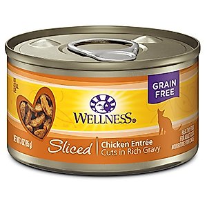 Wellness Complete Health Natural Grain Free Wet Canned Cat Food, Sliced Chicken Entree, 3-Ounce Can (Pack of 24)