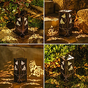 Cagosufs Butterfly Solar Lights Outdoor Garden Decor with Ground Stake, Metal Solar Lanterns Waterproof Outside Christmas Decorations for Patio Lawn Yard Landscape Women Gifts