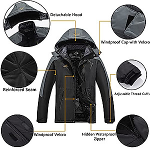 FTIMILD Men's Ski Jacket Waterproof Warm Winter Mountain Windbreaker Hooded Raincoat Snow Jackets