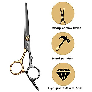 Hair Scissors Barber Shears Set, Fcysy Professional Hair Cutting Scissors Kit, Haircut Scissors Thinning Shears for Haircutting, Hairdresser Trimming Scissors Tools Hair Supplies for Men Women Pet
