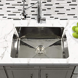 Nantucket Sinks 23 Inch Hammered Stainless Steel Rectangle Kitchen/Laundry Sink