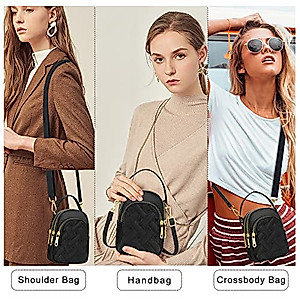 Dksyee Black Quilted Nylon Crossbody Phone Bag for Women Iphone Shoulder Bag Small Cell Phone Wallet Purses Iphone Crossbody Bag