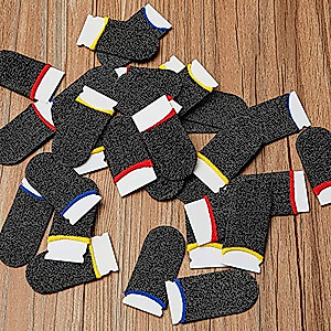 30 Pieces Finger Sleeves for Gaming Mobile Game Controllers Finger Thumb Sleeves Set, Anti-Sweat Breathable Seamless Touchscreen Finger Covers Silver Fiber for Phone Games PUBG