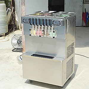 Kolice Commercial ETL high capacity 7 flavors soft serve ice cream machine, gelato ice cream maker, 4+3 mixed frozen yogurt ice cream machine-full transperant dispenser, upper tanks refrigerated