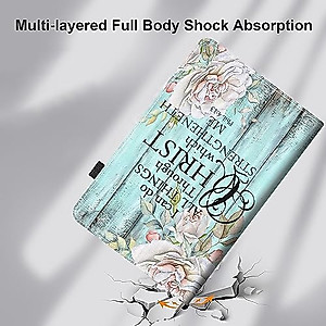 Case Compatible with Amazon All-New Kindle Fire 7 Tablet (2022 Release-12th Generation) Latest Model 7，Slim Fit Foldable Standing Cover Case with Auto Sleep/Wake，Philippians 4-13 Flower Board