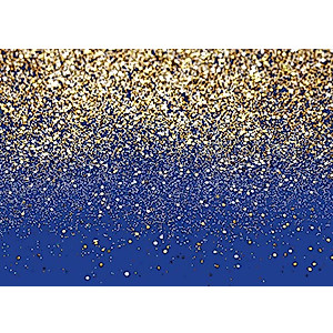 LYCGS 7X5FT Royal Blue Glitter Backdrop Birthday Backdrop Gold Spots Bokeh Backdrop Wedding Prom Graduation Photography Background Happy New Year Backdrop Studio Props X-77