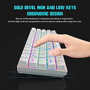 Snpurdiri Wired 60% Mechanical Gaming Keyboard, Blue Switch Anti-Ghosting 61 Key Keyboard with RGB Backlit and Double Foot, Ultra-Compact White