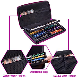 SIQUK Dice Case DND Dice Box Dice Storage Case Dice Organizer Holder with Handle Removable Slotted Tray Holds 8 Sets DND Dice for Dungeons & Dragons and Other RPG Table Games, Rose Red