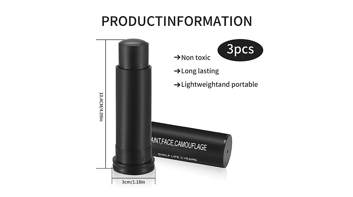 Eye Black Face Paint Sticks for Sports & Cosplay | 3pcs Black