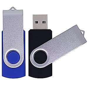 TosMemo USB Flash Drive 16GB Thumb Drive USB 2.0 Flash Drive Swivel Jump Drive Pen Drive Memory Stick for Data Storage(2 Pack,Black & Blue)