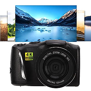 Digital Camera, Ultra HD 12MP Video Camera, DSLR Camera with 3.2in IPS Screen, 16X Digital Zoom, Wide Angle Lens, Macro Lens, 1500mAh Battery (Black)