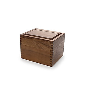 Ironwood Gourmet Acacia Wood Recipe Box with Divider Tabs, 2 Compartment, Single